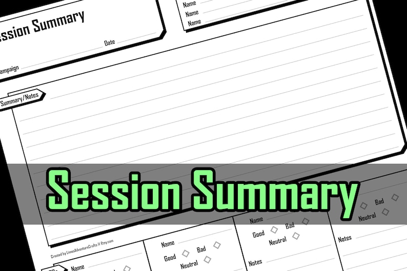 Session Summary / PDF / Dungeons and Dragons 5E - Etsy