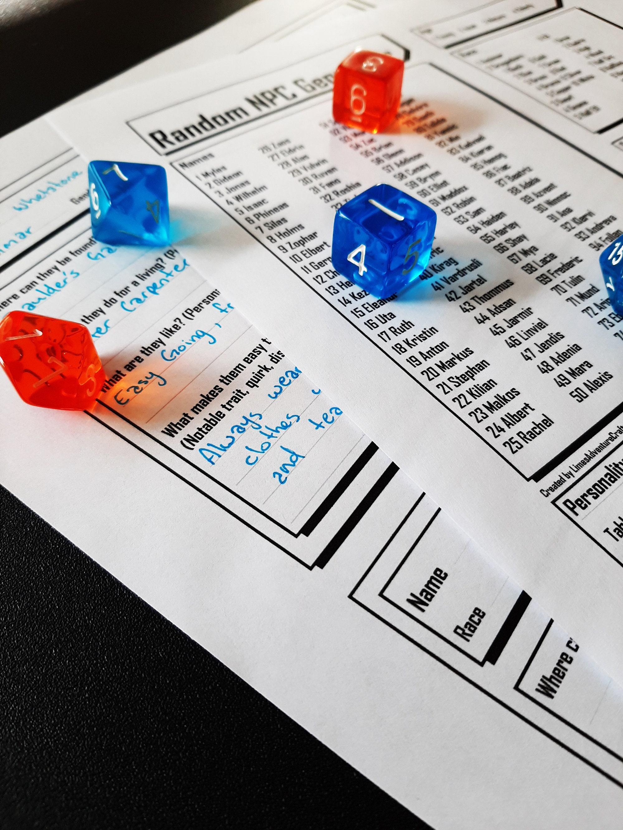 NPC Tracker and Generator / PDF / Dungeons and Dragons 5E | Etsy Australia