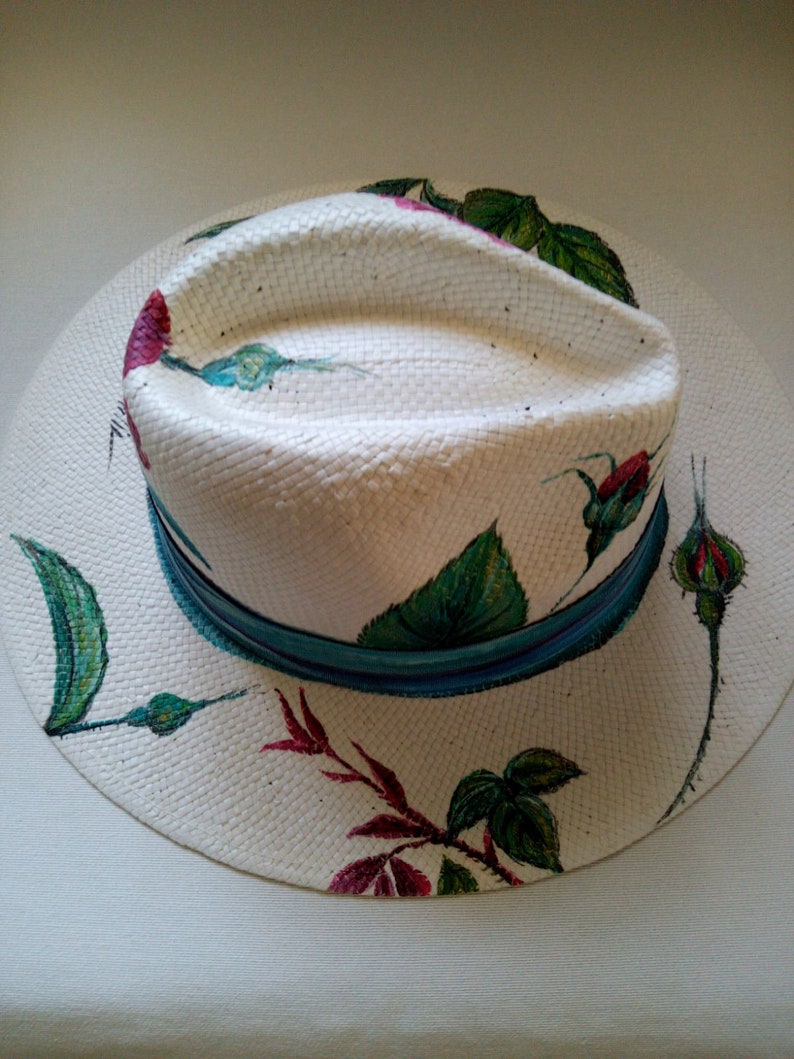 Unisex Straw Panama Style Hat, With Handmade Paintings From Greece. - Etsy