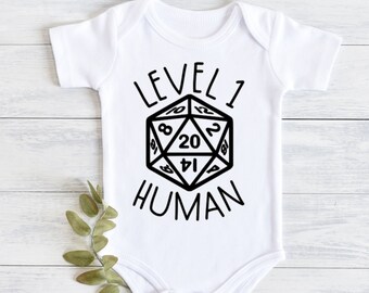 Level One Human Baby Bodysuit MMO RPG Twenty Sided Die - Etsy