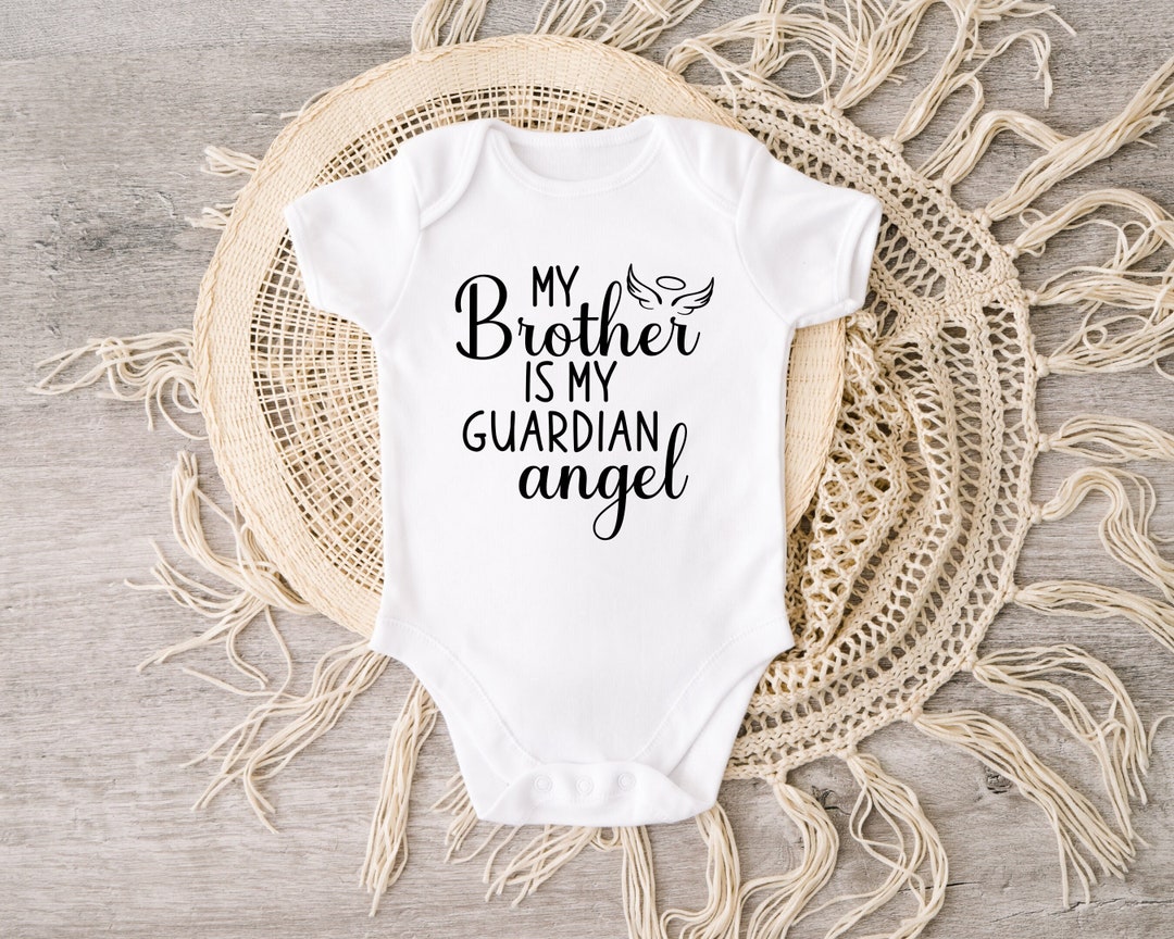 My Brother is My Guardian Angel Baby Bodysuit, Custom Baby Shower Gift ...