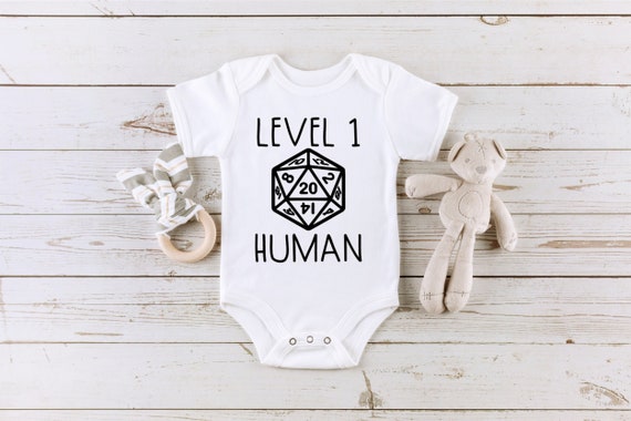 Level One Human Baby Bodysuit MMO RPG Twenty Sided Die - Etsy