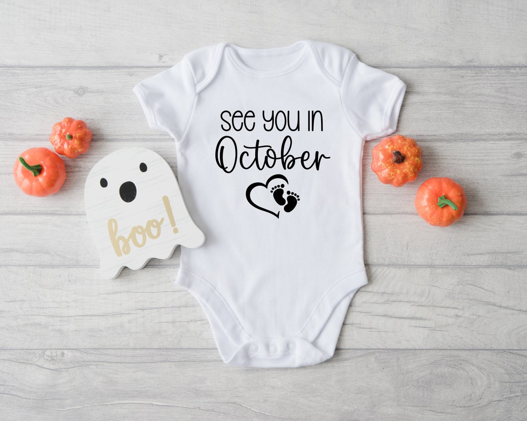 See You in October Baby Announcement Bodysuit: Custom Pregnancy Reveal ...