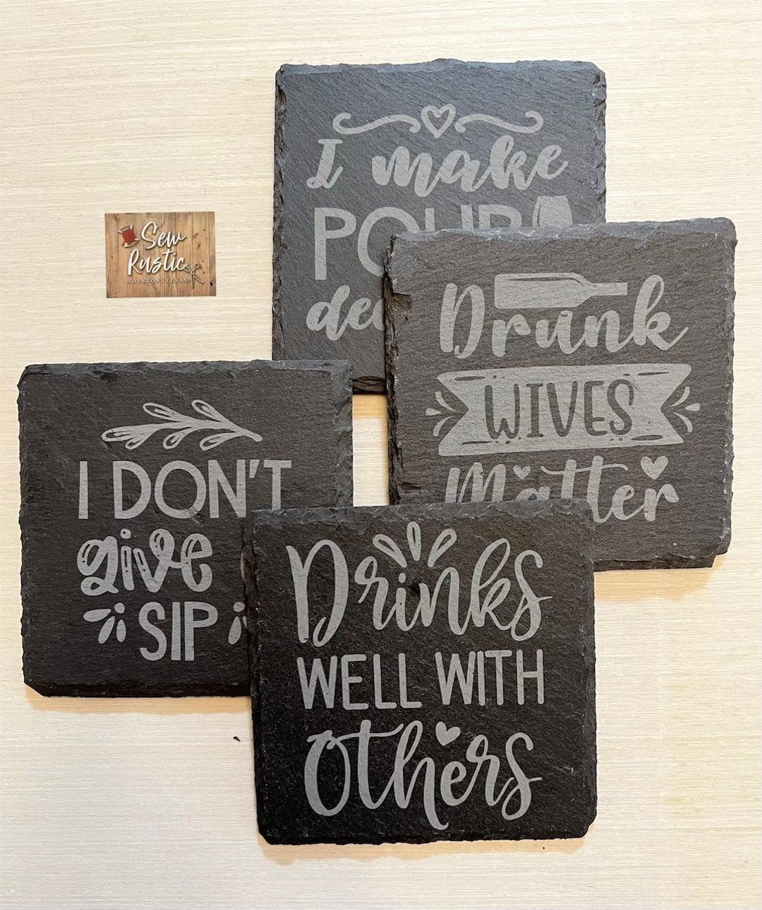 Sassy Alcohol Slate Coasters Set of 4 Create Your Own Set Humorous ...