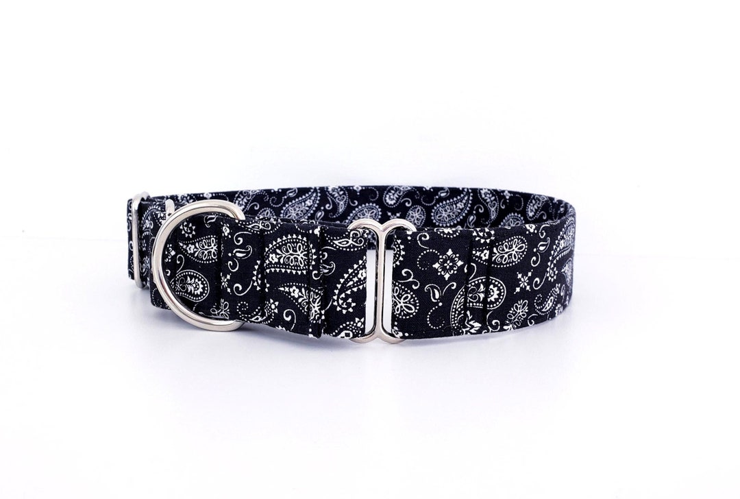 Cowboy Black Bandana Martingale Dog Collar: Paisley Biker Style - Etsy