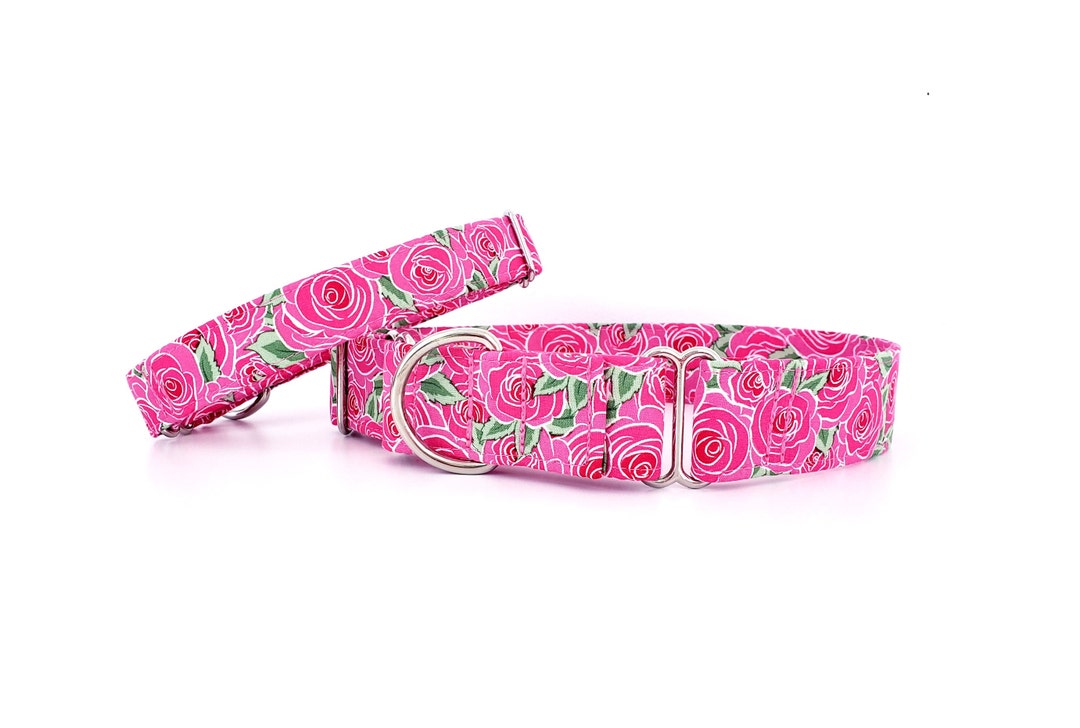 Martingale Dog Collar Pink Roses, Sizes XS-XL Adjustable 3/4", 1 Inch ...