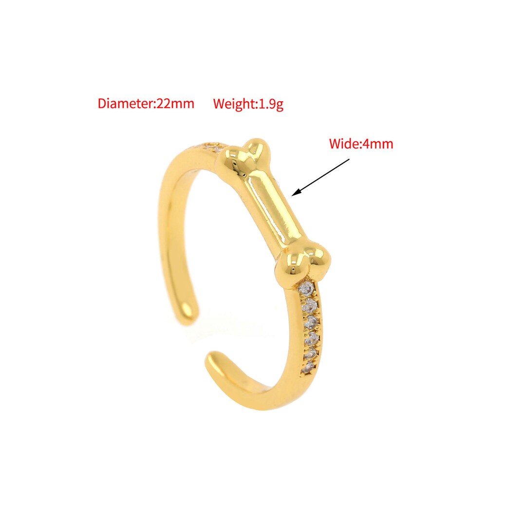 Buy Dog Bone Ring,bunny Ears Ring,8k Gold Filled Daily Ring,micropavé ...