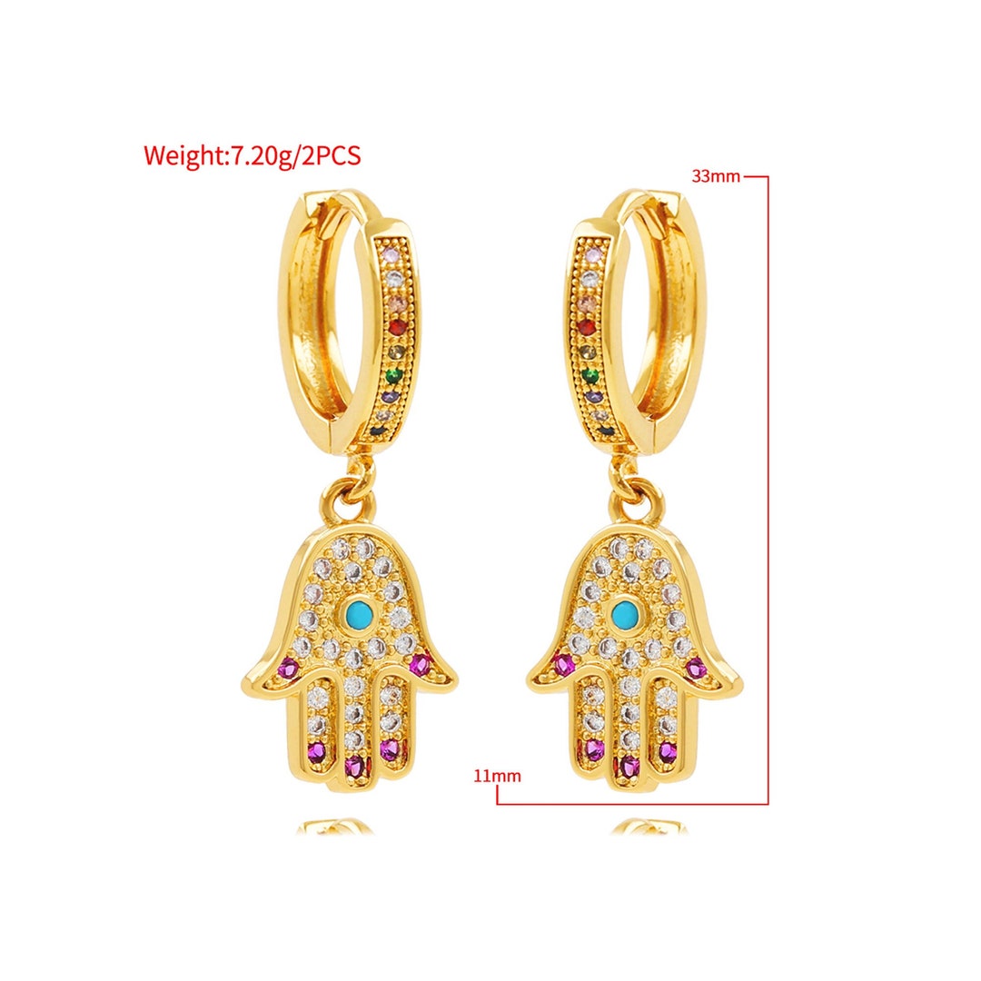 Hand Eyes Charm Earring,micropavé CZ Palm Eyes Earring, Hand Earring ...