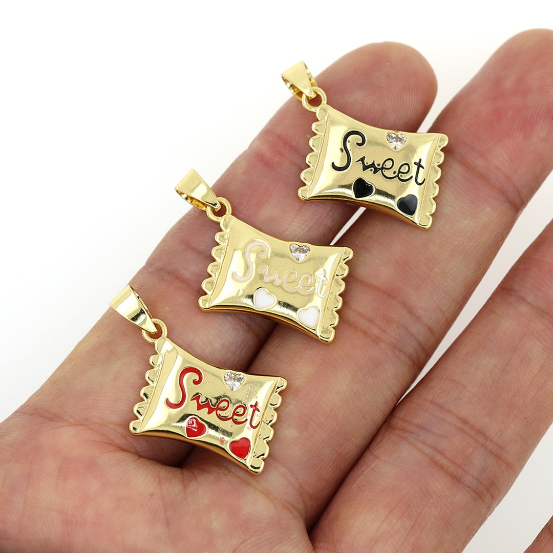 Sweet Pendant,sweet Necklace,18k Gold Filled Enamel Sugar-coated ...