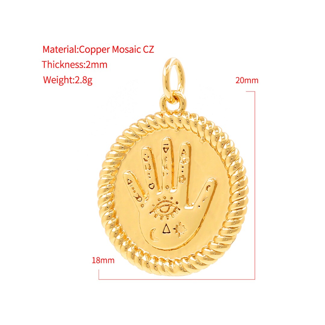 18K Gold Filled Round Demon Palm Eye Pendant,exorcism Eye Pendant,eye ...