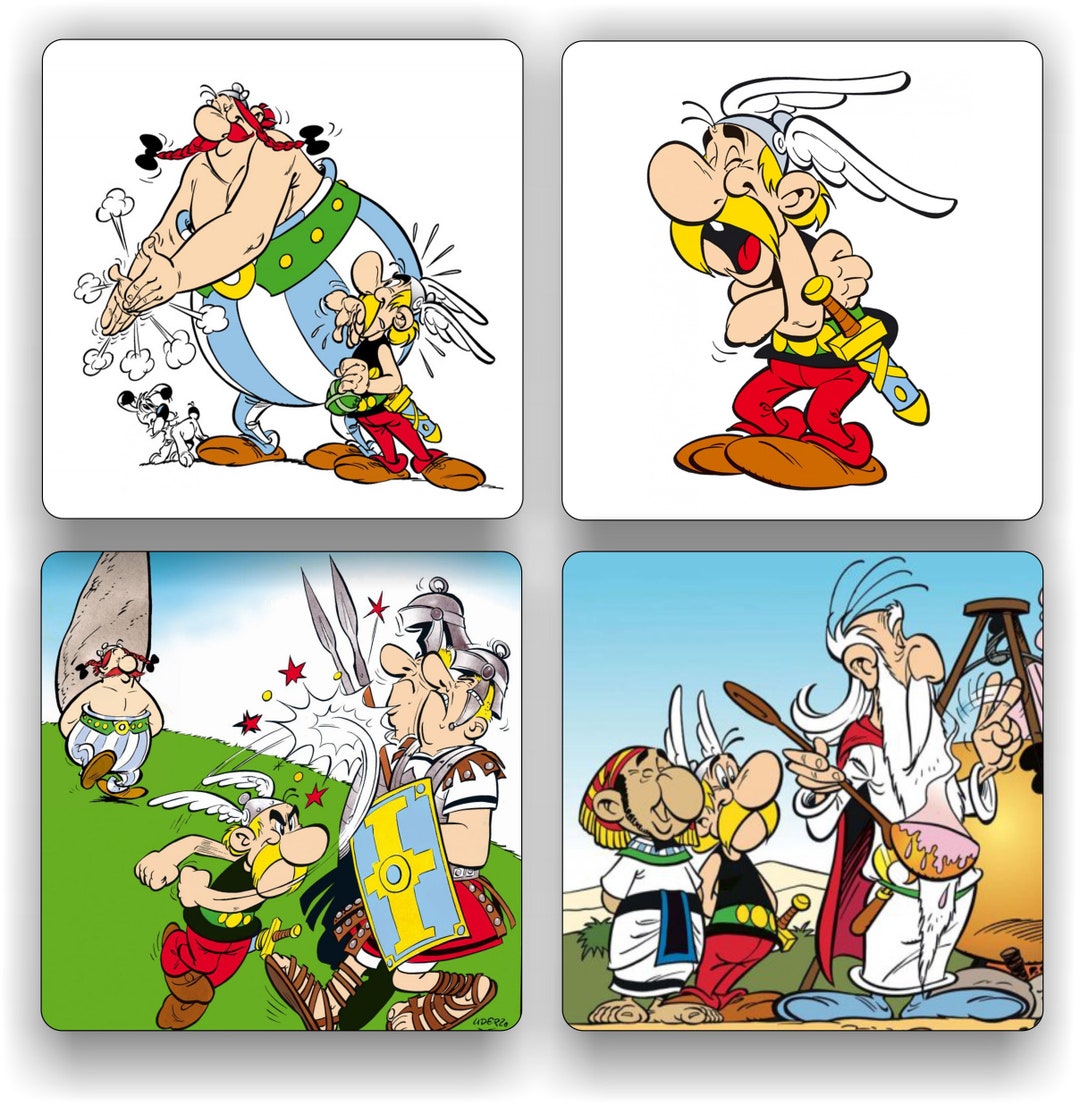 Asterix 4 Piece Wooden Coaster Set - Etsy