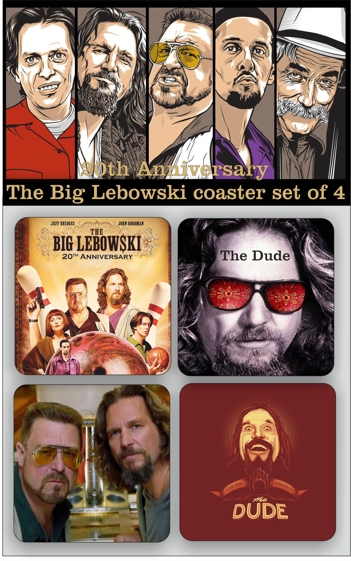 The Big Lebowski Set of 4 Coasters - Etsy
