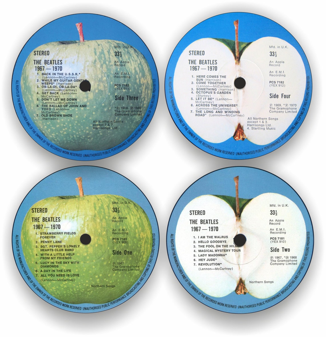 The Beatles Double Offer Coaster Set RED & BLUE Albums Records - Etsy