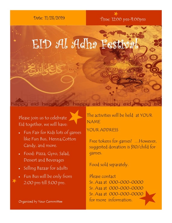 Eid Al-adha Festival Flyer | Etsy