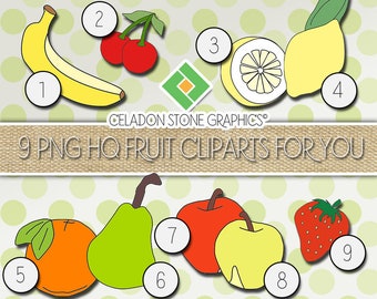 Fruits Digital Clipart Watercolor Fruit Clipart Lemon Lime | Etsy