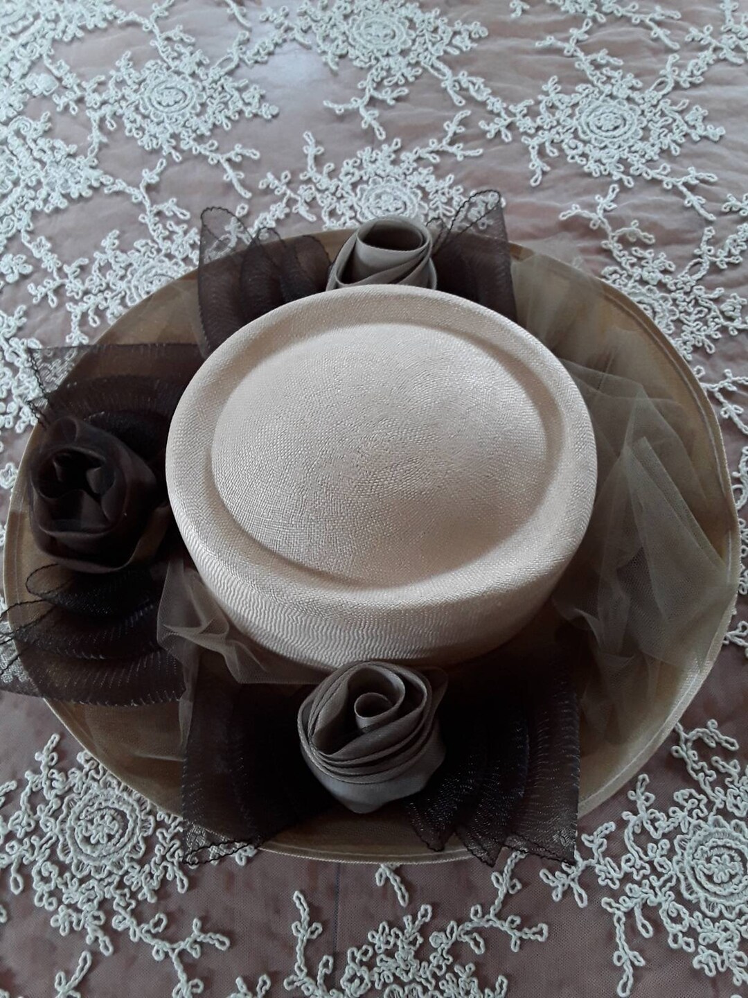 Vintage Hat With Tulle Flowers - Etsy