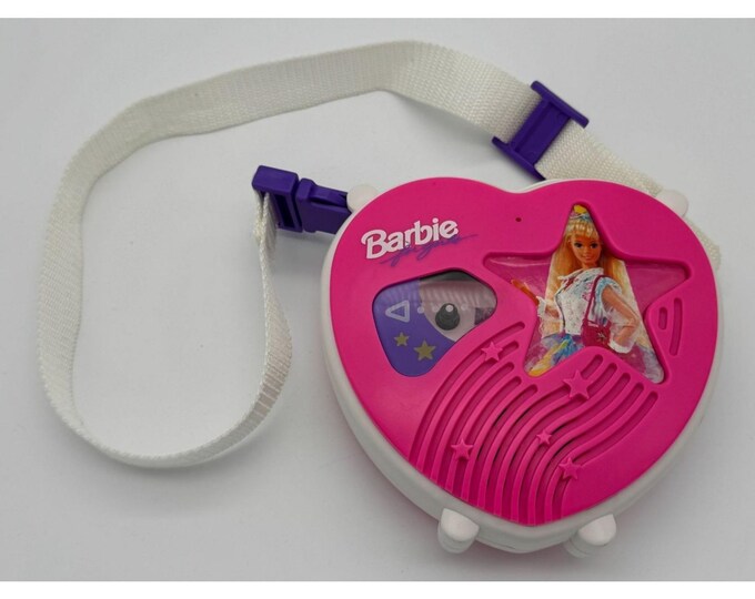 Vintage 1993 Barbie Cassette Tape Player BE-400 Pink Heart Portable ...