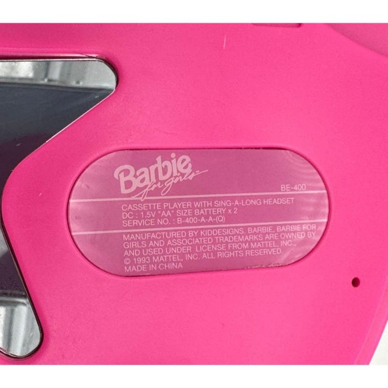 Vintage 1993 Barbie Cassette Tape Player BE-400 Pink Heart Portable ...