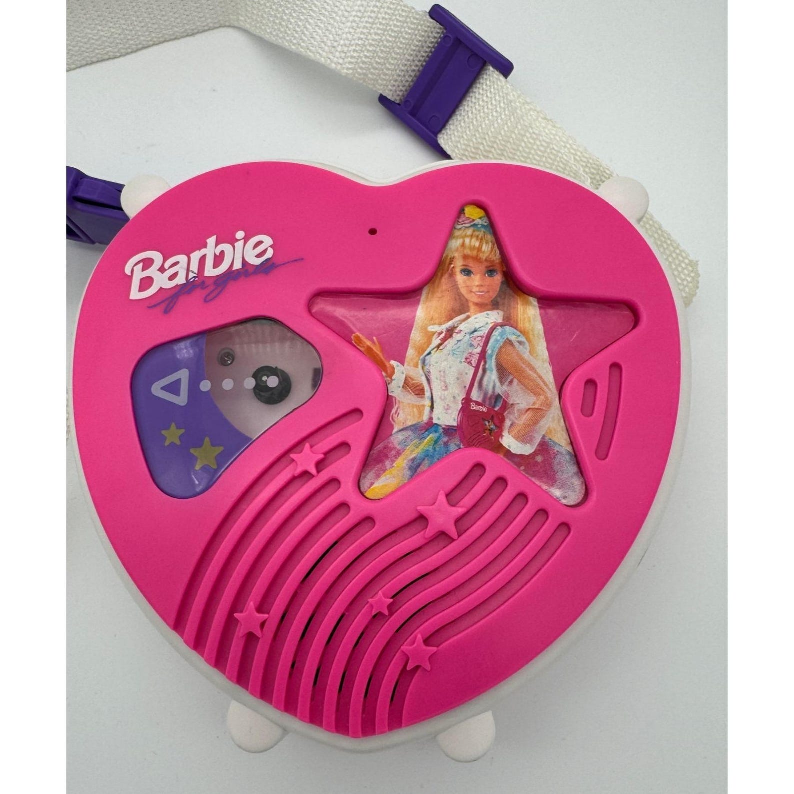 Vintage 1993 Barbie Cassette Tape Player BE-400 Pink Heart Portable ...