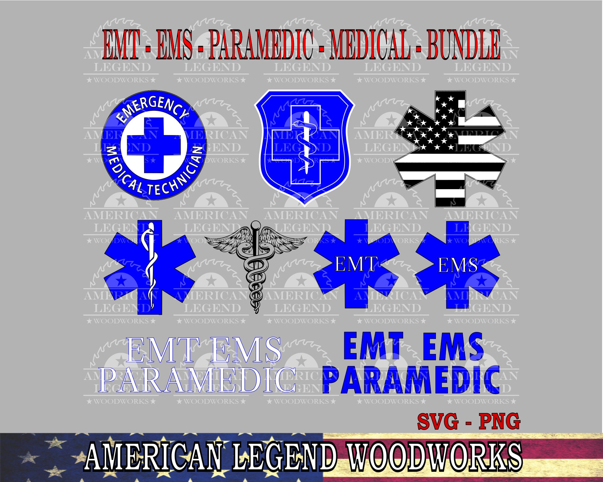 EMT EMS Paramedic Medical Bundle Svg Png Vector High-quality Digital ...