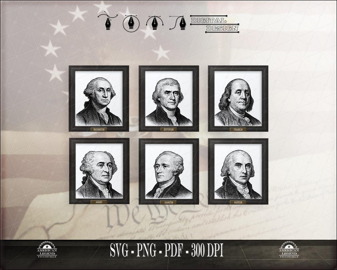 United States Founding Fathers and Signatures: SVG, PNG, PDF, 300 Dpi ...