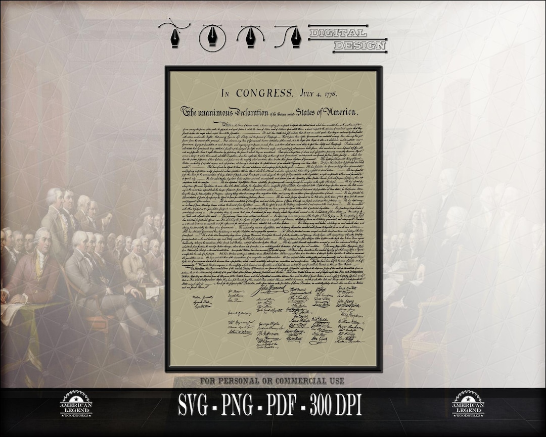 US Declaration of Independence 1776 - Historical Document - Svg Png Pdf ...