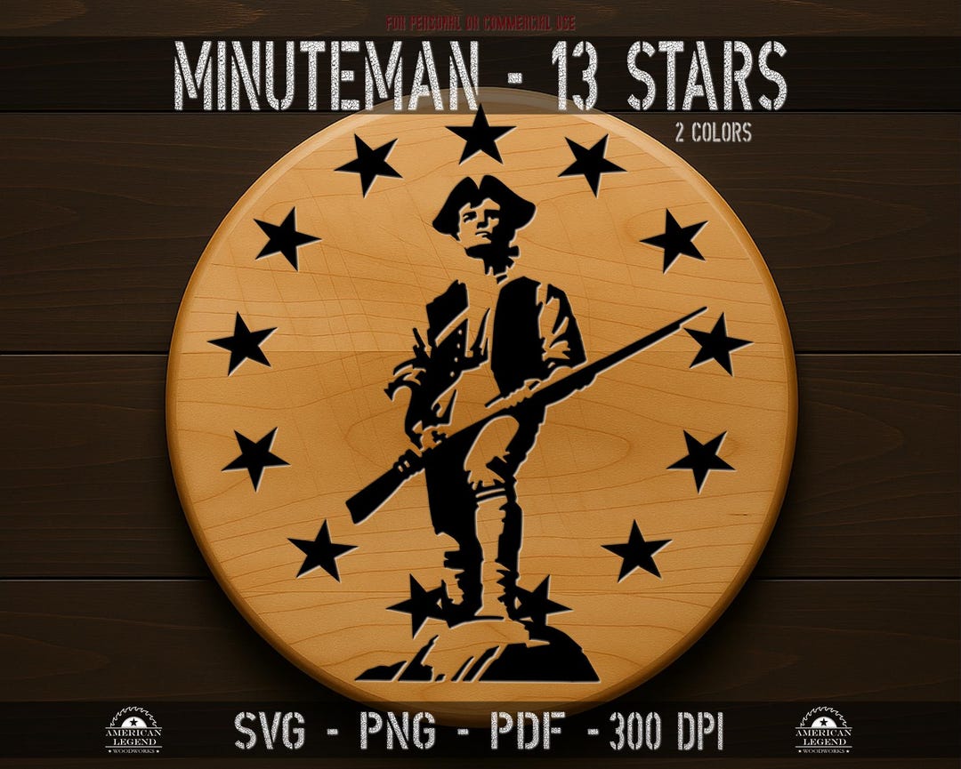 Minuteman 13 Star 1776 Patriot 300 DPI Svg Png Pdf Vector Cut File ...