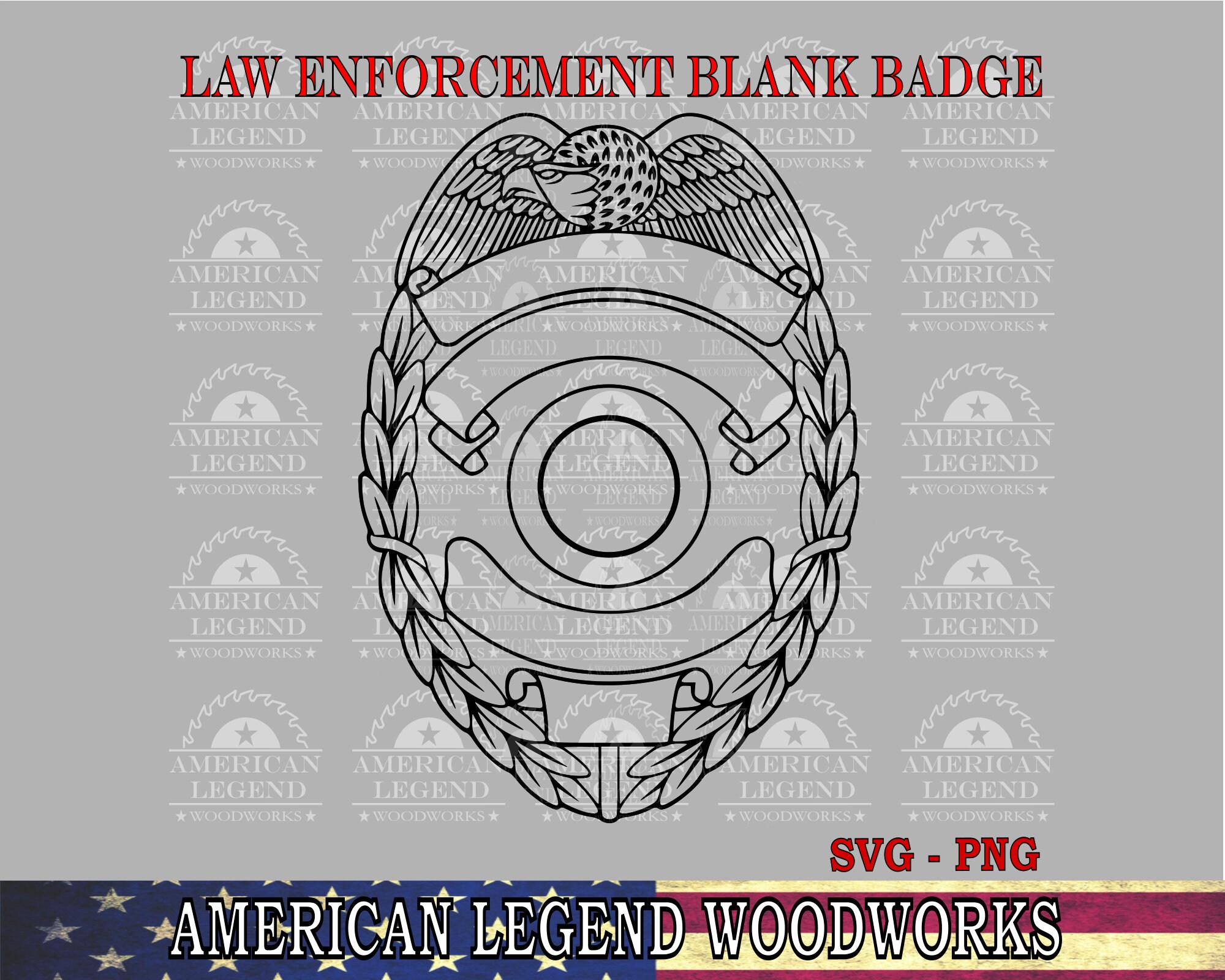 Law Enforcement Blank Badge Svg Png Vector Cut Files Silhouette Cricut ...