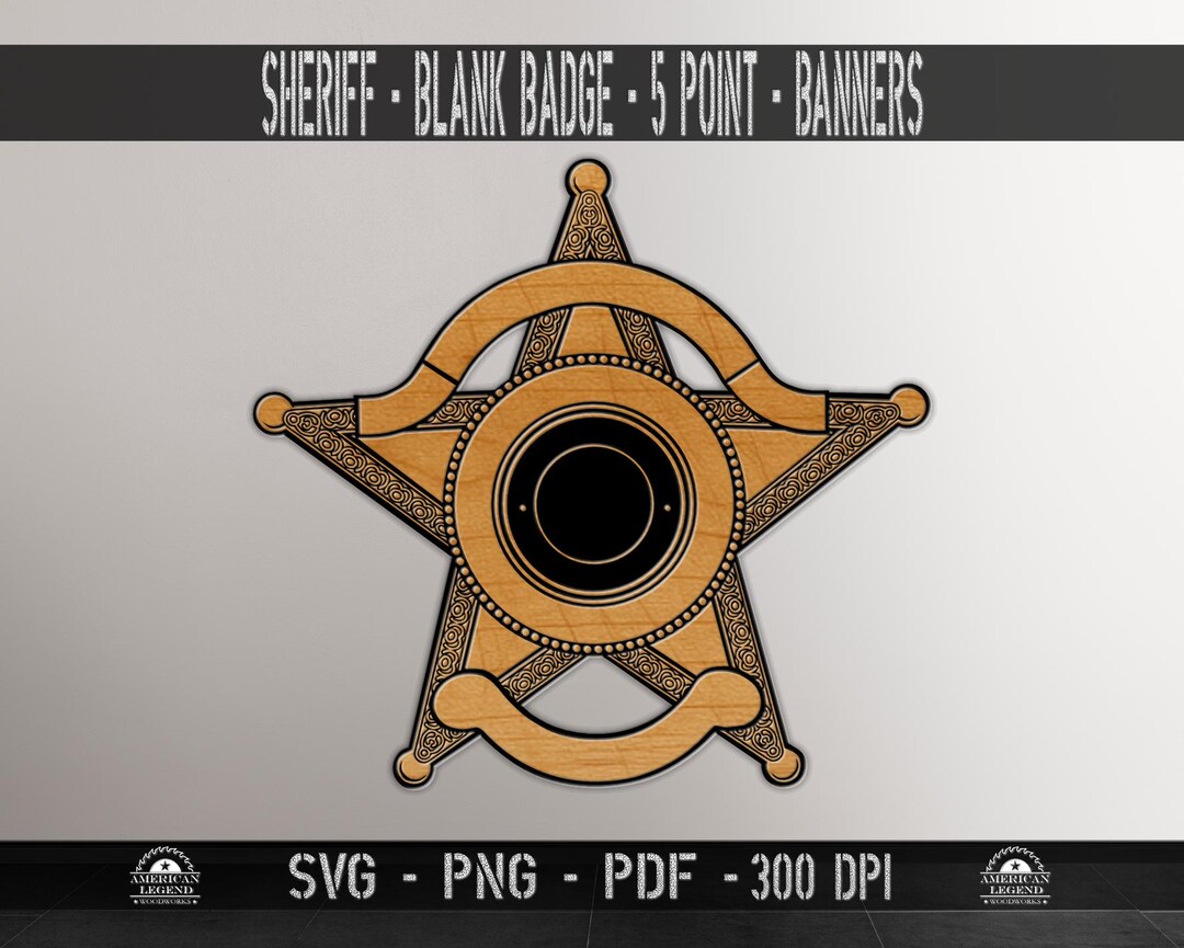 Sheriff Badge: Blank 5-point Star Banners (SVG, PNG, PDF) (digital ...