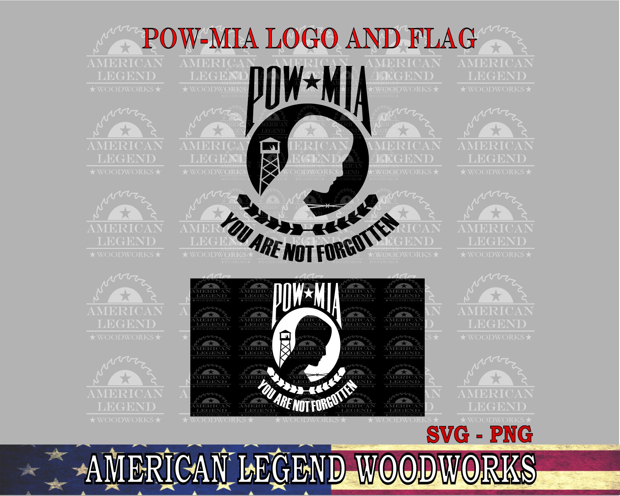 POW MIA Logo Flag Svg Png Vector Cut File Silhouette Cricut CNC Laser ...