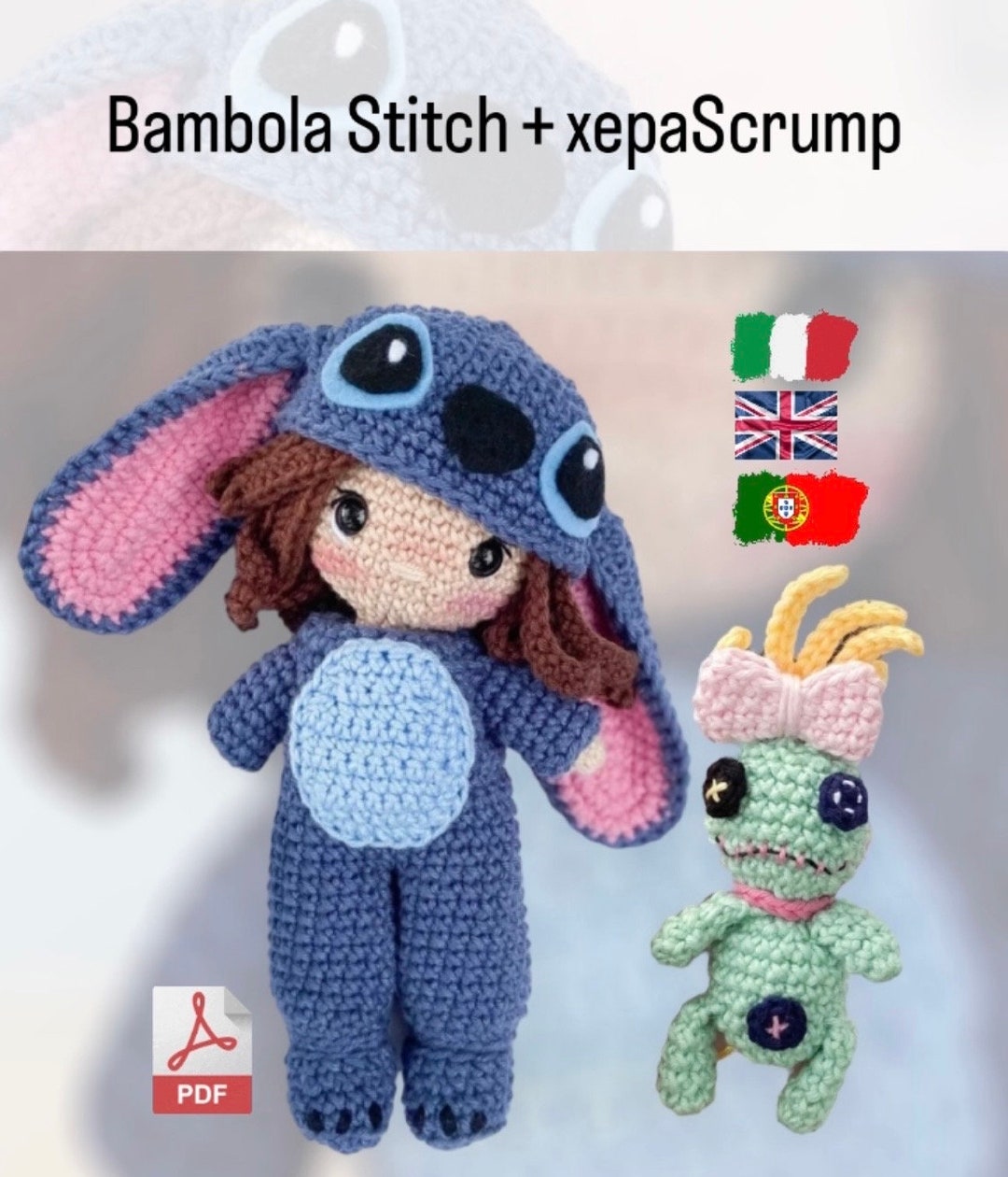 Stitch Doll Xepascrump Amigurumi Pattern in PDF in 3 Languages, Italian ...