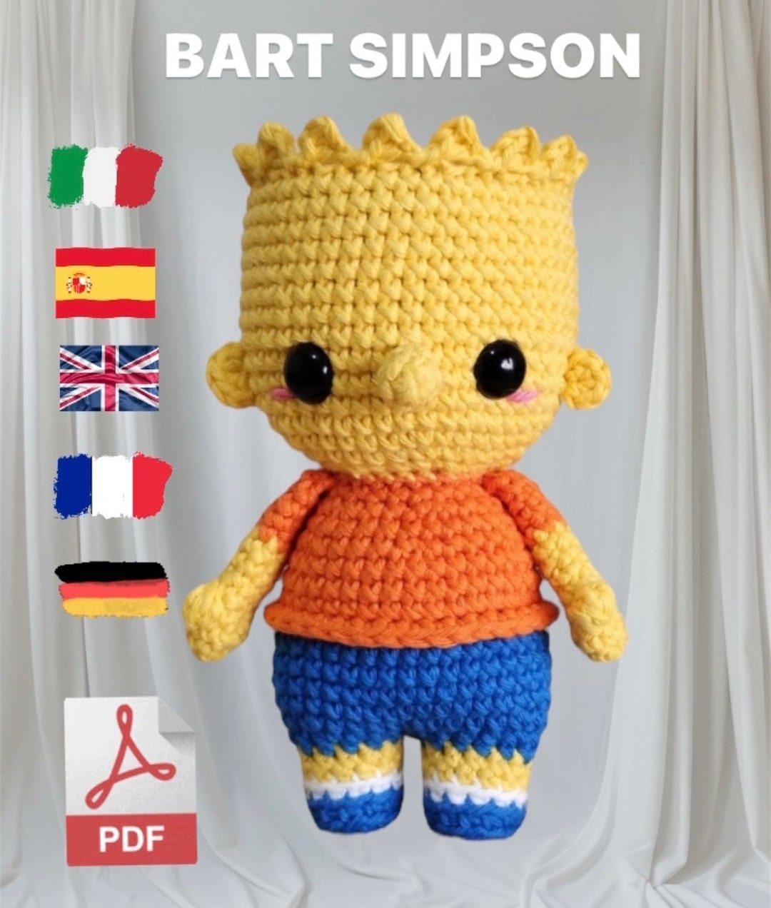 Bart Simpson Crochet Amigurumi Pattern Instant PDF in 5 Languages ...