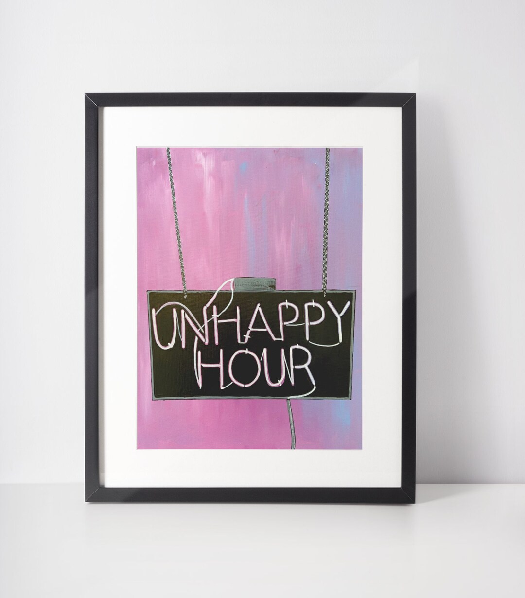 Unhappy Hour Neon Sign Painting Digital Print - Etsy