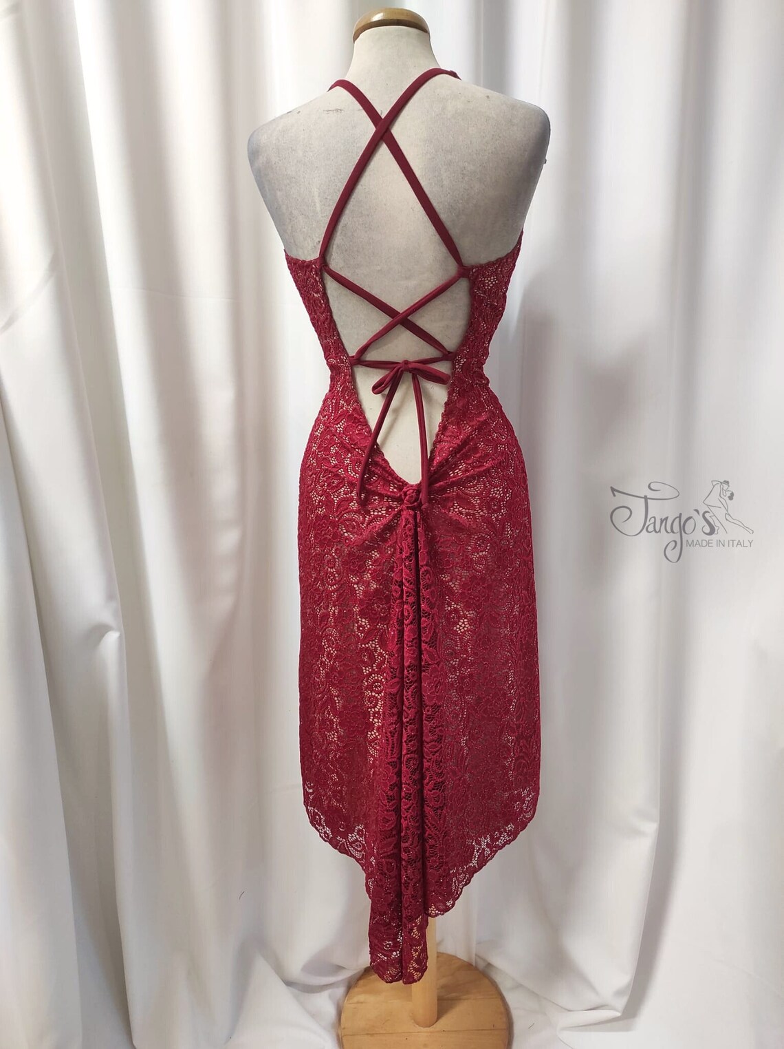 Tango's SOFIA DRESS Burgundy Lace With Cross Backs Evening Dance Tango ...