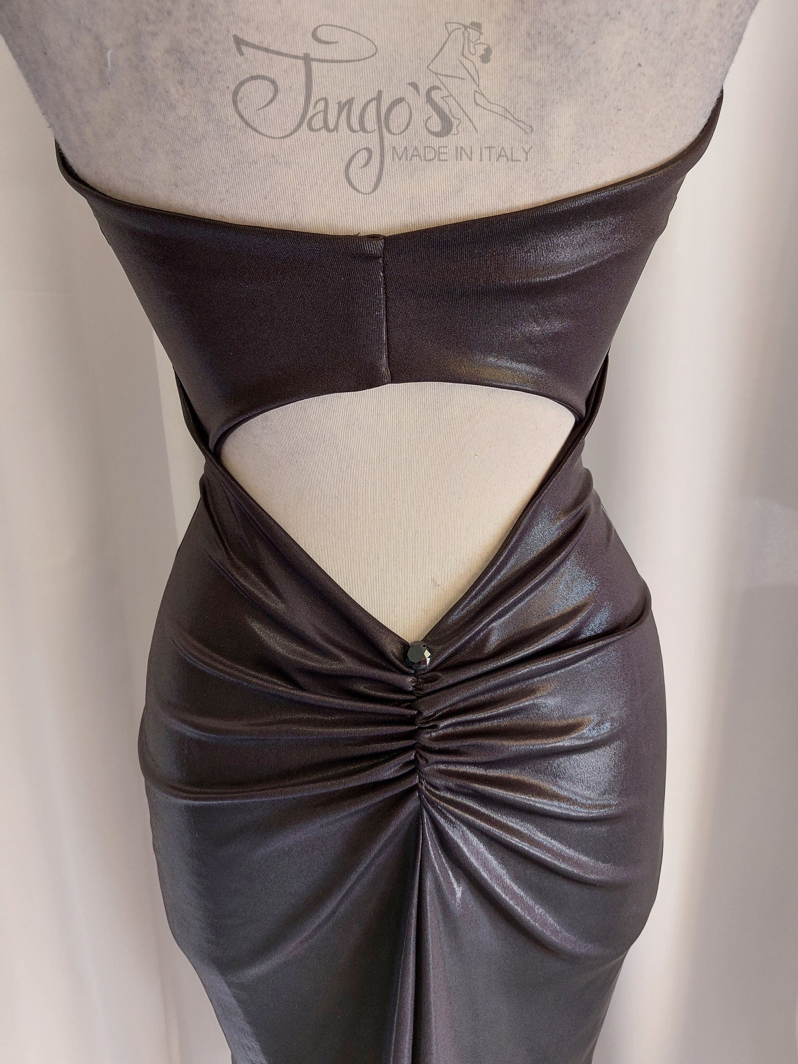 Tango's Fabiola Dress Shiny Black Argentine Tango Dance Clothes ...