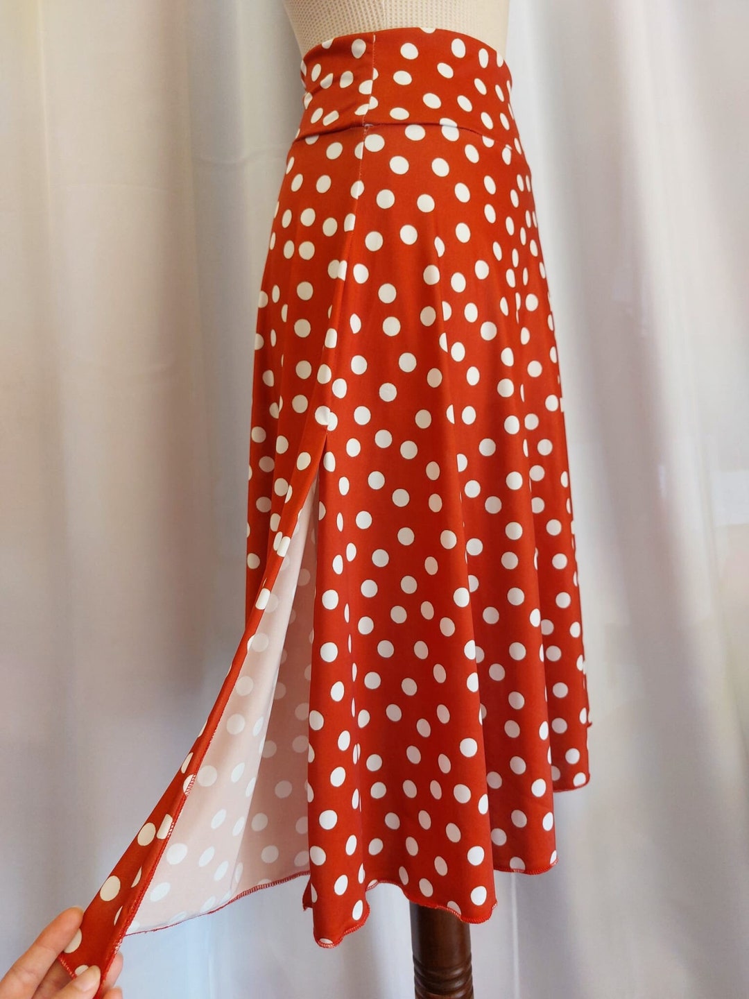 Tango's Skirt Giulia Red Polka Dots Asymmetric Dance Clothes Argentine ...