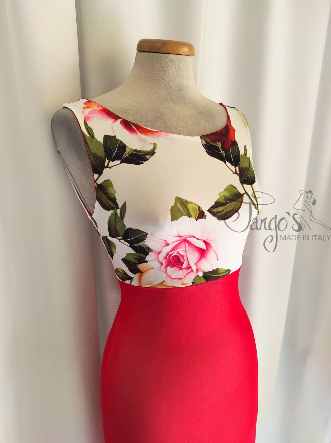 Tango's Clara Red Dress With Roses Evening Tango Dance Dress Trousers ...