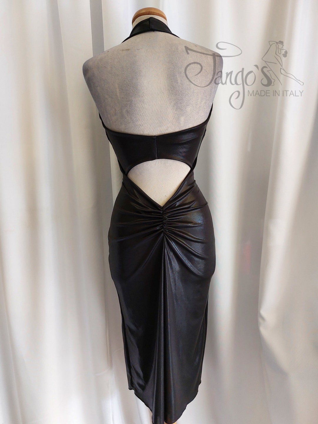 Tango's Fabiola Dress Shiny Black Argentine Tango Dance Clothes ...