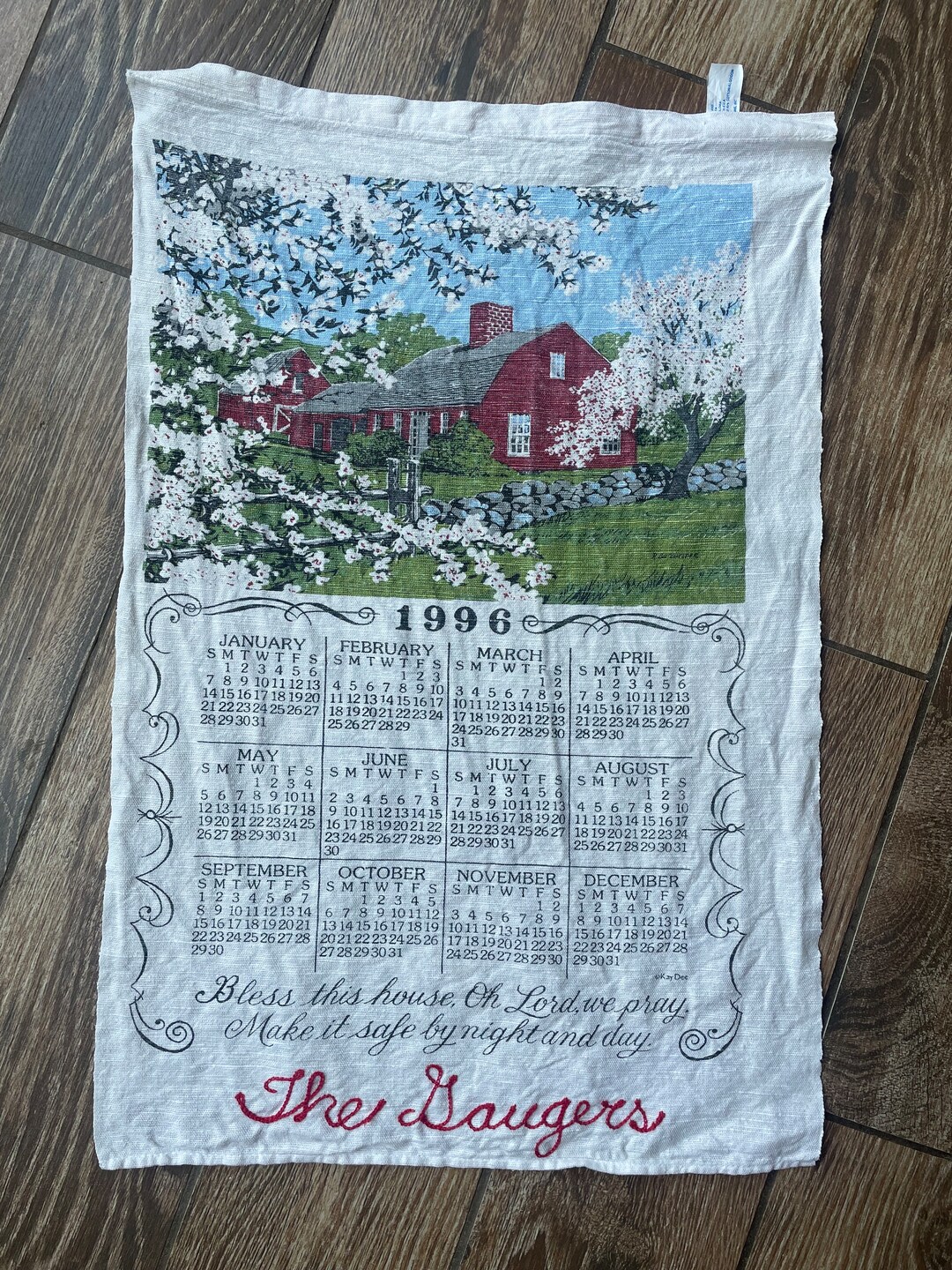 1996 Vintage Cotton Calendar T Towel - Etsy