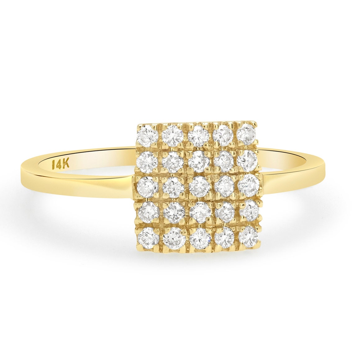 25 Stone Square, Diamond Ring, Checkerboard Diamond Ring, ART DECO, 14k ...