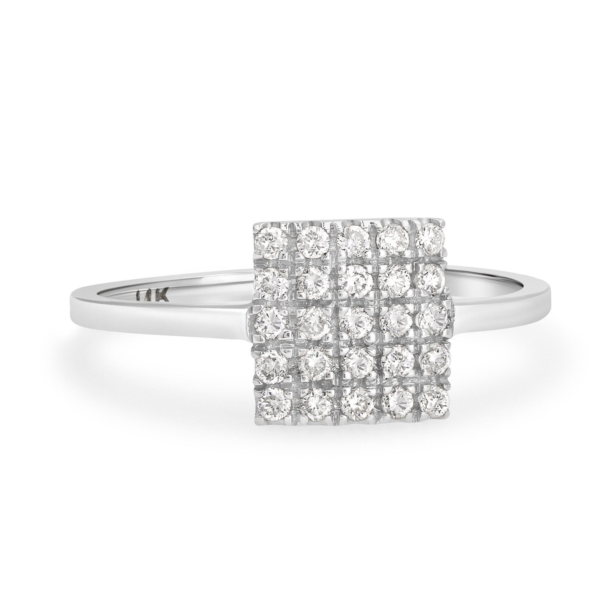 25 Stone Square, Diamond Ring, Checkerboard Diamond Ring, ART DECO, 14k ...