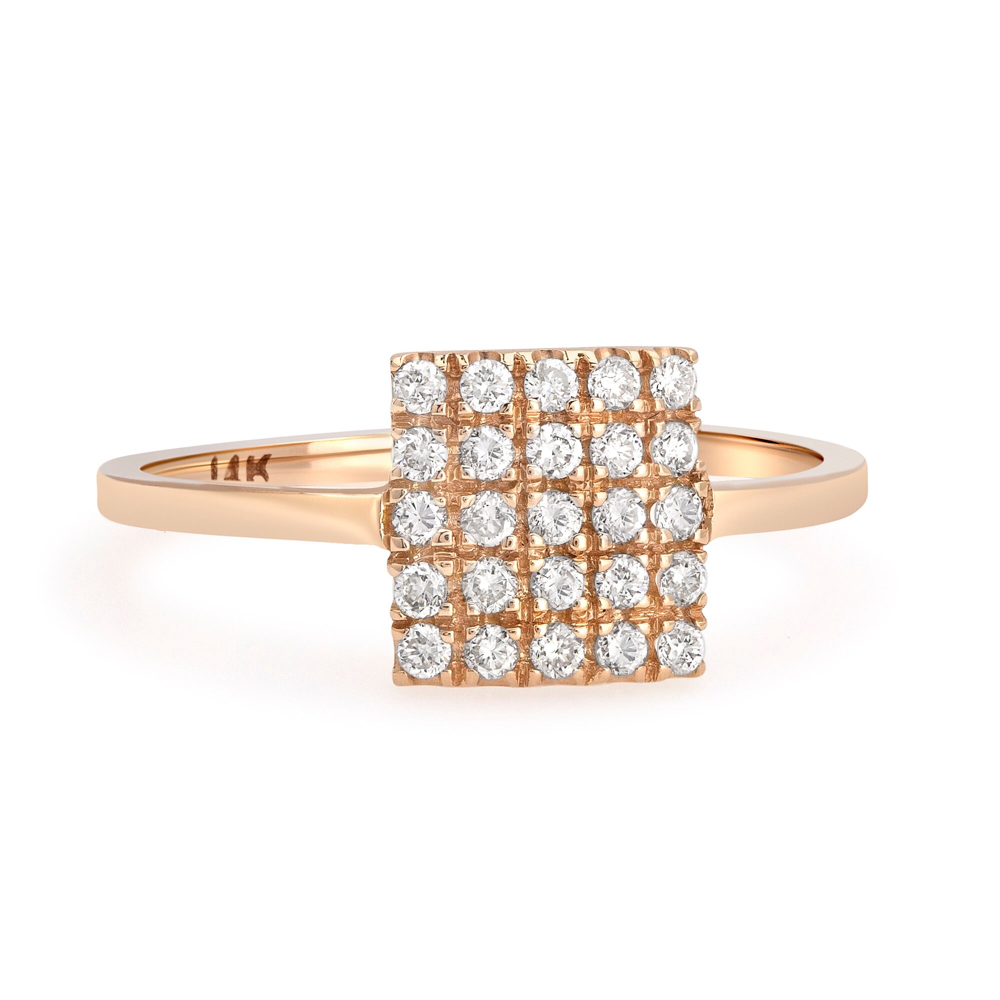 25 Stone Square, Diamond Ring, Checkerboard Diamond Ring, ART DECO, 14k ...