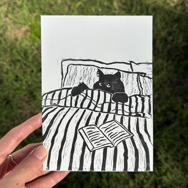 Black Cat Block Prints - Etsy