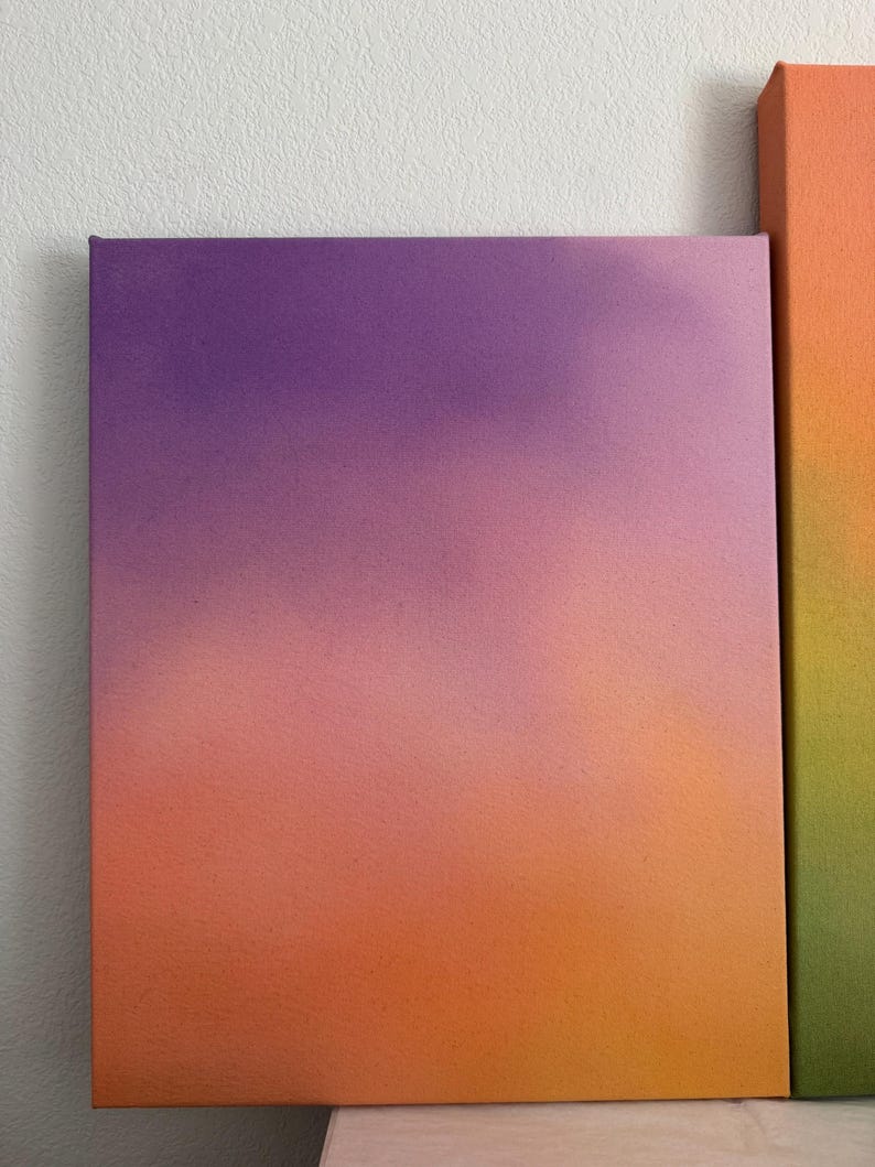 Original Acrylic Painting, Gradient Sunset Sky Art, Purple Pink Wall ...