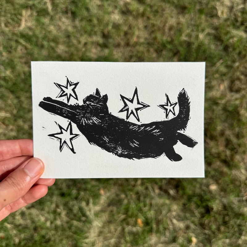 Cat Block Prints Black - Etsy