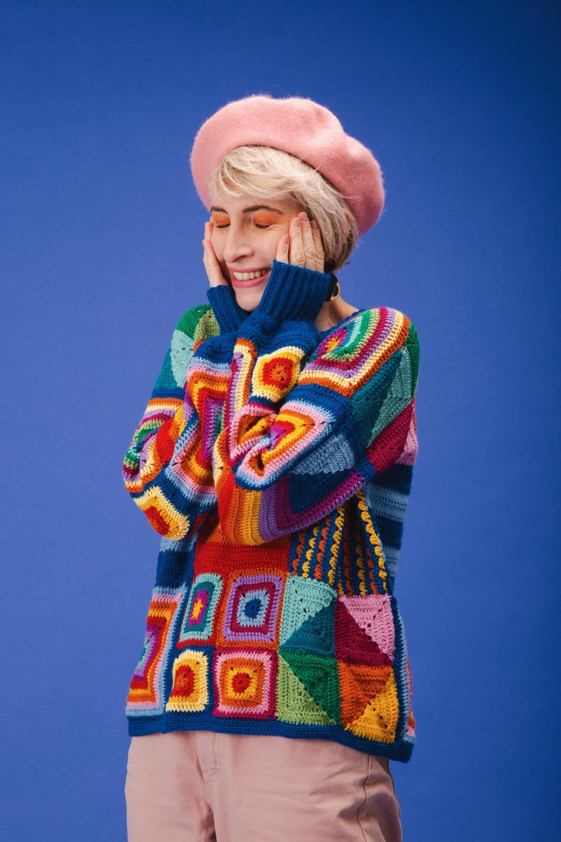 Pop Patch Crochet Jumper - Etsy