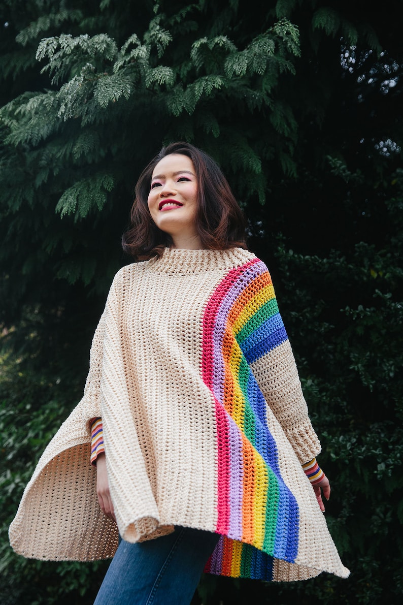 Colours of the Rainbow Crochet Poncho - Etsy