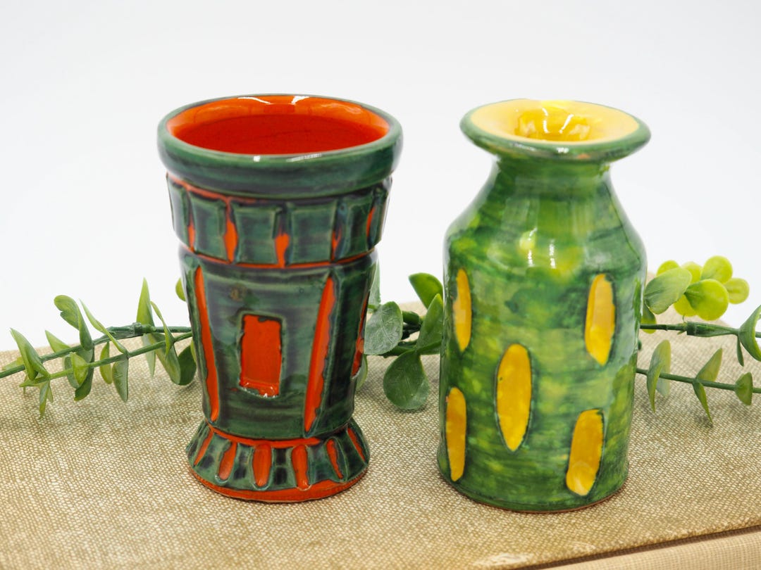 Vintage Italian Bud Vases set of 2 Brutalist MCM Design 4h X 2.5diam ...