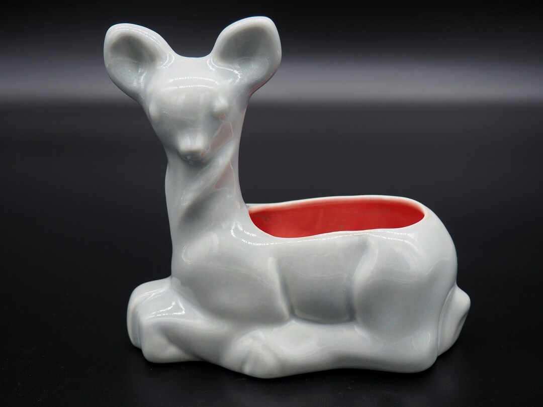 Red Wing Pottery Deer/fawn Planter #1338 - 6"l X 3"w X 5.5"h - Gray ...