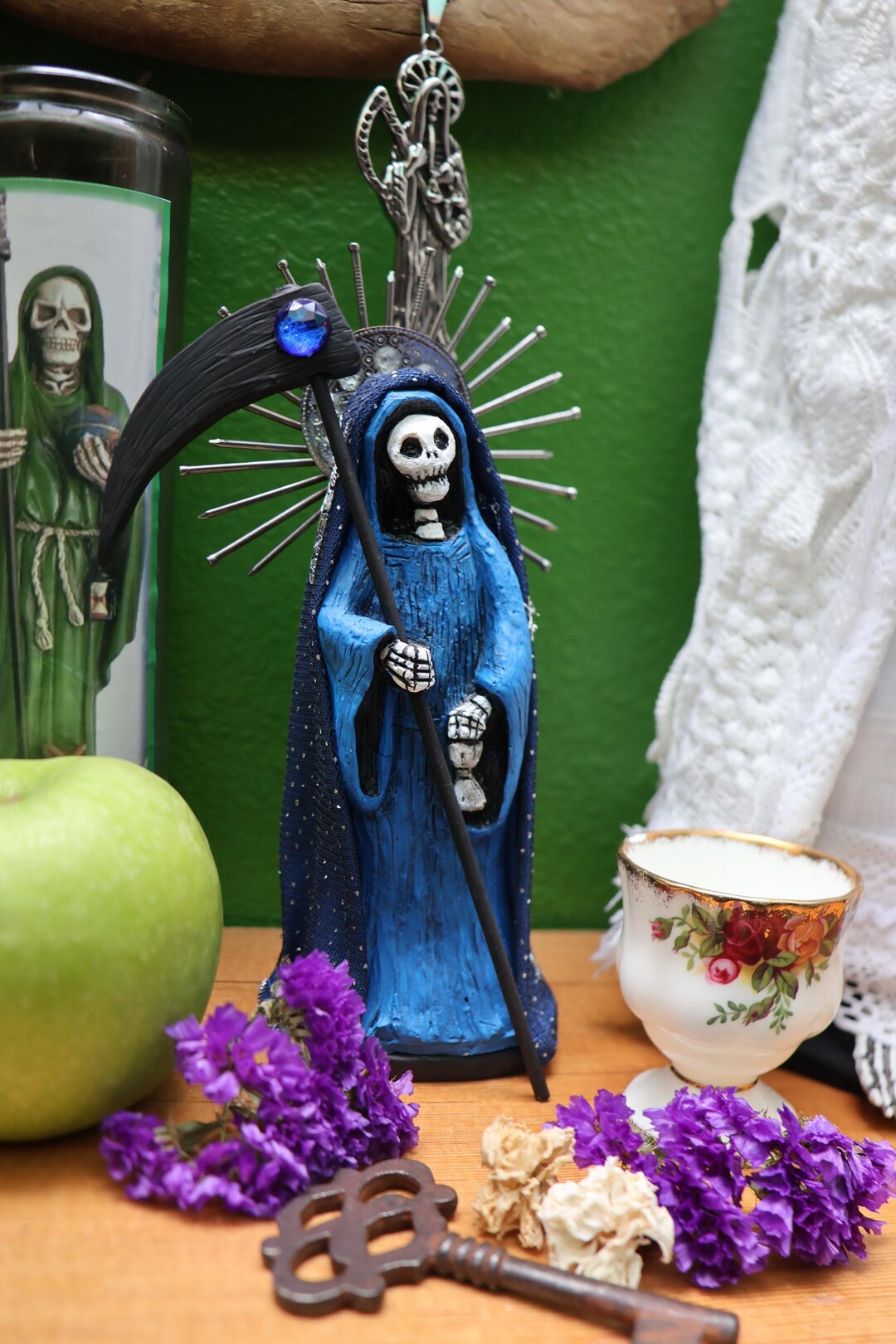 La Santisima Muerte Statue- La Niña Azul 6 Inches- Blue Santa Muerte - Etsy